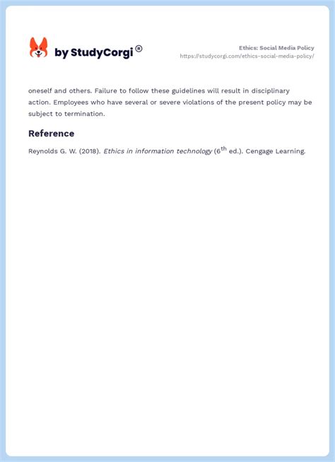 Ethics Social Media Policy Free Essay Example