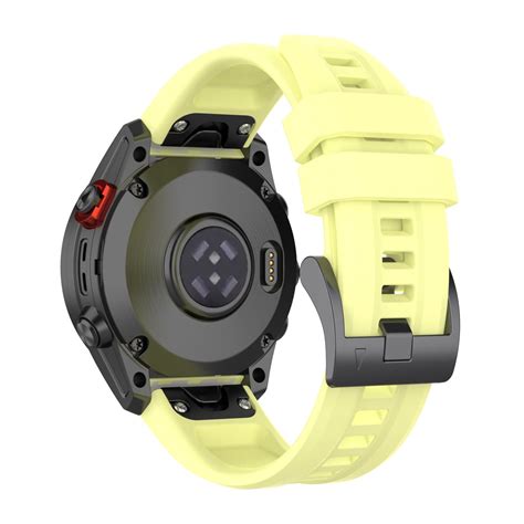 For Garmin Fenix Pro GPS Solid Color Black Buckle Silicone Quick Release Watch Band Yellow