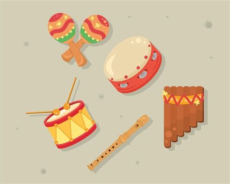 악기 뮤지컬 컬렉션 프리미엄 벡터