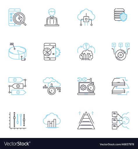Computing Power Linear Icons Set Computation Vector Image