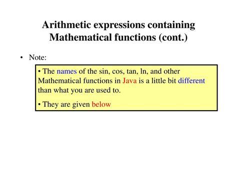 Ppt Arithmetic Expressions Containing Mathematical Functions