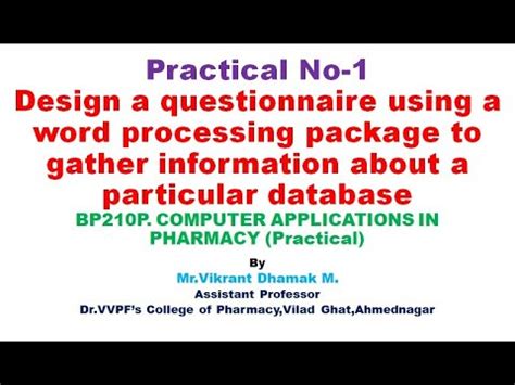 BP210P Practical No 1 Design A Questionnaire Using A Word Processing