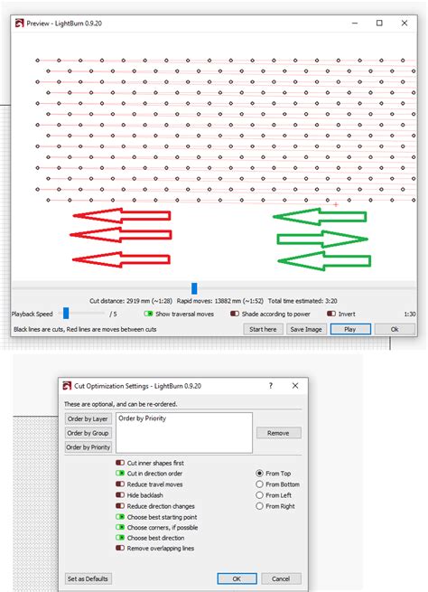 Optimization Settings How To Be Faster LightBurn Software Questions