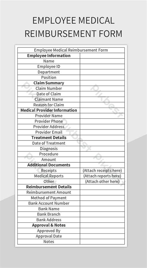 แบบฟอร์มเบิกค่ารักษาพยาบาลของพนักงาน เทมเพลต เทมเพลต Excel แบบ ดาวน์โหลดฟรี Pikbest