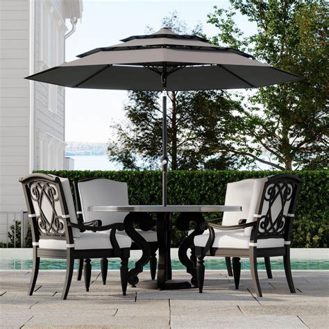 Arlmont And Co 9ft 3 Tiers Market Umbrella Outdoor 3 Tiers Heavy Duty