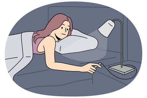 Woman Lying In Bed Turn Off Lights 47735279 Vector Art At Vecteezy