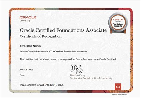 Shraddhha Namde On Linkedin Certificationachieved Oracle Oraclecertified