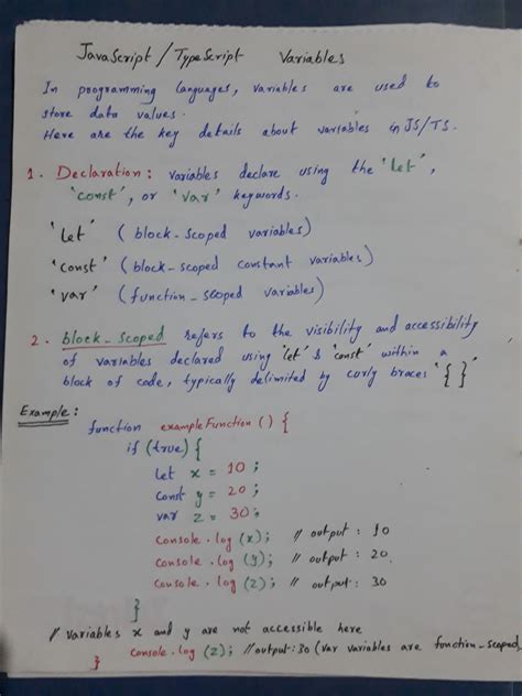 Sm Shan E Ali On Linkedin Some Key Points Detailed Of Variables Using Javascript Or Typescript