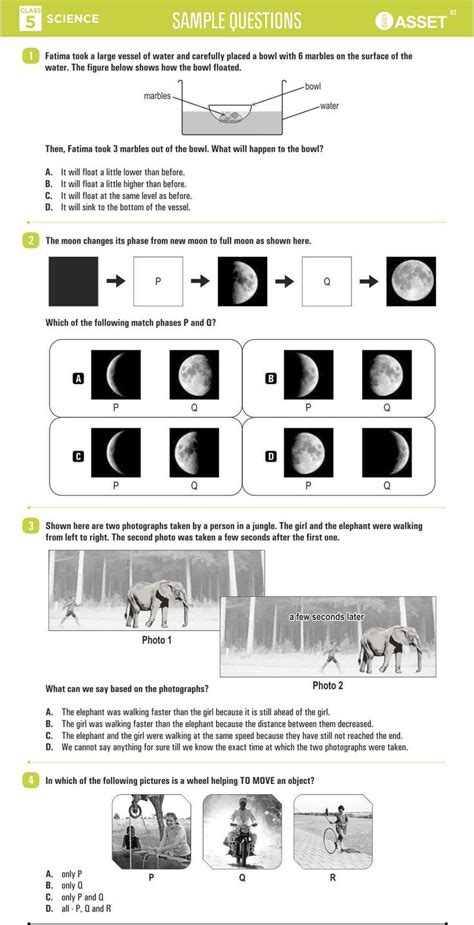 Asset Sample Question Paper Class 5 Olympiad Tester