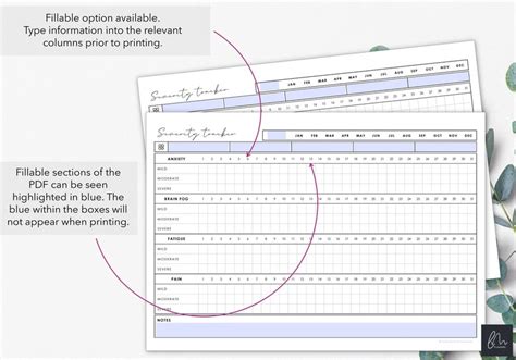 Printable And Fillable Monthly Severity Tracker To Chart Etsy Uk