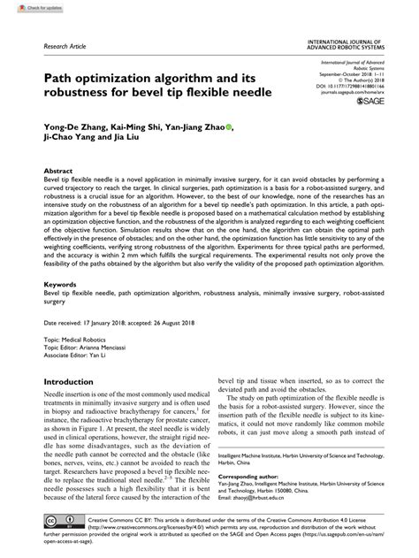 Pdf Path Optimization Algorithm And Its Robustness For Bevel Tip