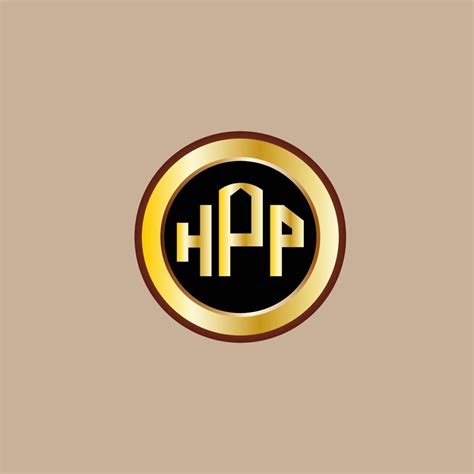 Creative HPP Letter Logo Design With Golden Circle Vector Art At Vecteezy
