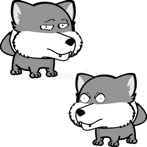 Wolf Cartoon Kawaii Expression Pack Collection6 Stock Vector