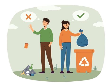 Las Personas Tiran Y No Tiran La Basura Correctamente Reciclaje De