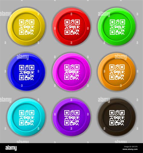 Qr Code Icon Sign Symbol On Nine Round Colourful Buttons Vector Stock Vector Image Art Alamy