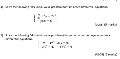 Solved 4 Solve The Following Ivps Initial Value Problem