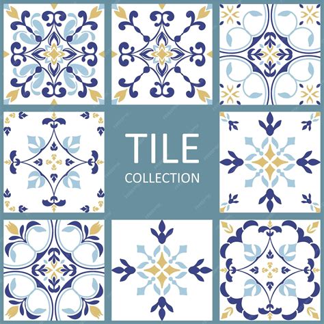 Premium Vector Tile Seamless Pattern Collection Design With Colourful Motifs Vector