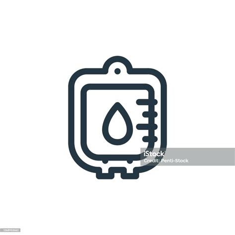 흰색 배경에 격리 된 수혈 벡터 아이콘 개요 웹 사이트 디자인 및 모바일 응용 프로그램 개발을위한 얇은 라인 수혈 아이콘 얇은 선 수혈 윤곽선 아이콘 벡터 가방에 대한 스톡