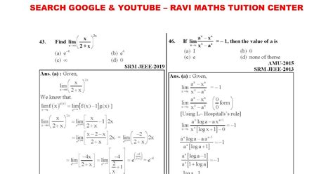 Ravi Test Papers Iit Jee Limits Continuity And Differentiability 2