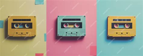 Premium Photo A Retro Cassette Tape Collage With Vibrant Nostalgic Colors