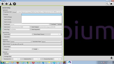 Java In Appium Package Name And Activity Name Are Not Auto Populated