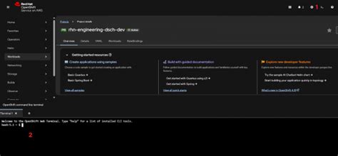 Use The Terminal Window Within The Red Hat Openshift Web Console