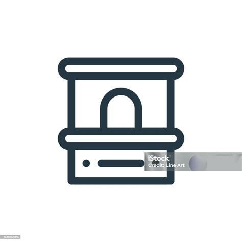 대중 교통 개념에서 매표소 아이콘 벡터 매표소 편집 가능한 스트로크의 얇은 선 그림입니다 웹 및 모바일 앱 로고 인쇄 미디어에