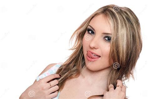 Closeup Portrait Of Passionate Pretty Young Blonde Stock Image Image