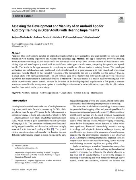 Pdf Assessing The Development And Viability Of An Android App For Auditory Training In Older