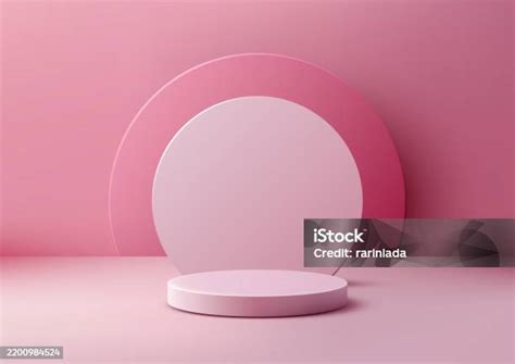 단색의 방에 미니멀리스트 핑크 3d 포디움 깔끔한 기하학적 디자인의 제품 디스플레이 모형 0명에 대한 스톡 벡터 아트 및 기타