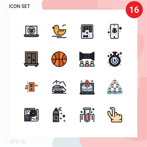 Editable Vector Line Pack Of 16 Simple Flat Color Filled Lines Of Mirror Window Fun Safe Eco