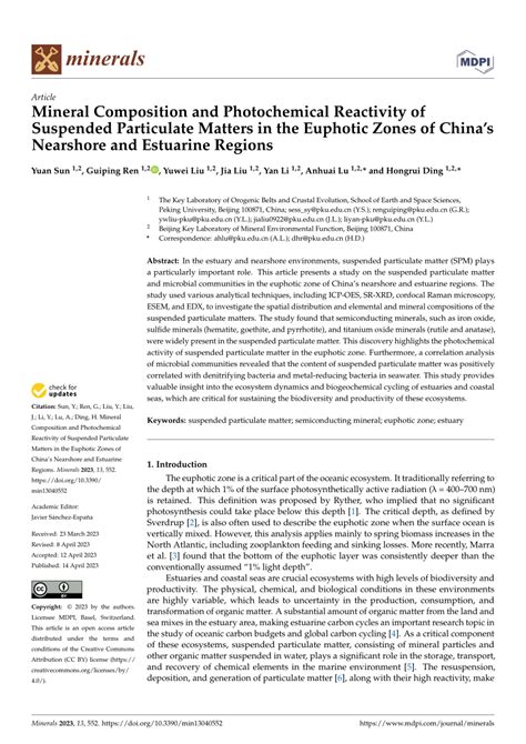 Pdf Mineral Composition And Photochemical Reactivity Of Suspended