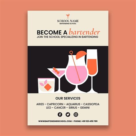 Free Vector Hand Drawn Bartending Flyer Template