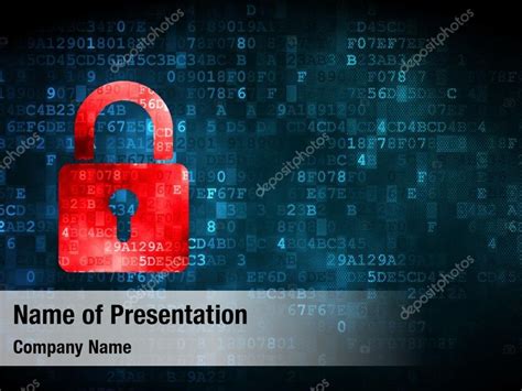 Lock Security Concept Digital Screen PowerPoint Template Lock Security Concept Digital