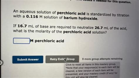 Solved An Aqueous Solution Of Perchloric Acid Is