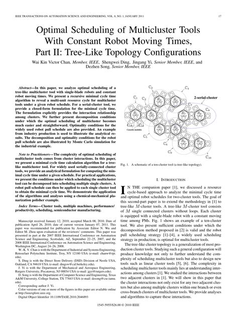 Pdf Optimal Scheduling Of Multicluster Tools With Constant Robot Moving Times Part Ii Tree