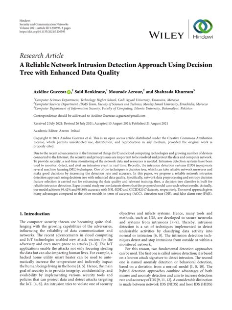 Pdf A Reliable Network Intrusion Detection Approach Using Decision Tree With Enhanced Data Quality