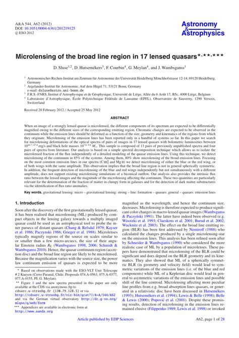 Pdf Microlensing Of The Broad Line Region In 17 Lensed Quasars