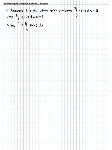 definite integrals riemann sums worksheet 3 questions pdf