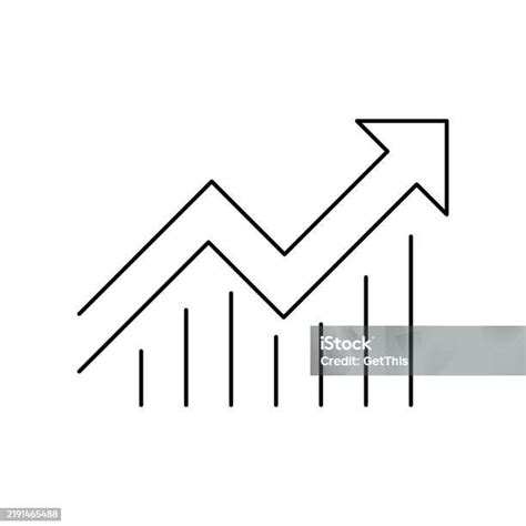 그래프 화살표가 위쪽으로 커지고 있습니다 모든 플랫폼 또는 용도로 사용할 수 있습니다 액션 프로모션 광고 모바일 앱 디자인 웹 개발 Ui Ux Gui에 사용되는 절연 기호