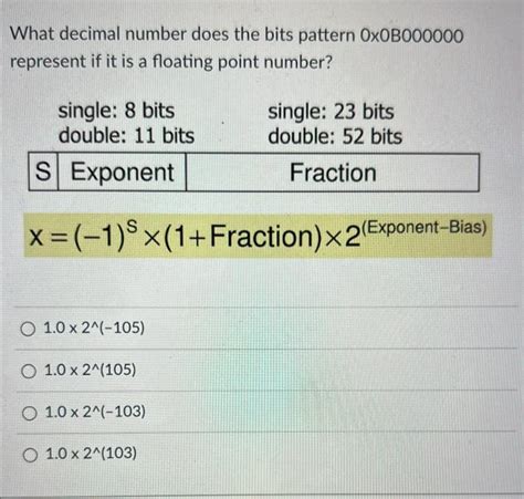 solved what decimal number does the bits pattern 0x0b000000