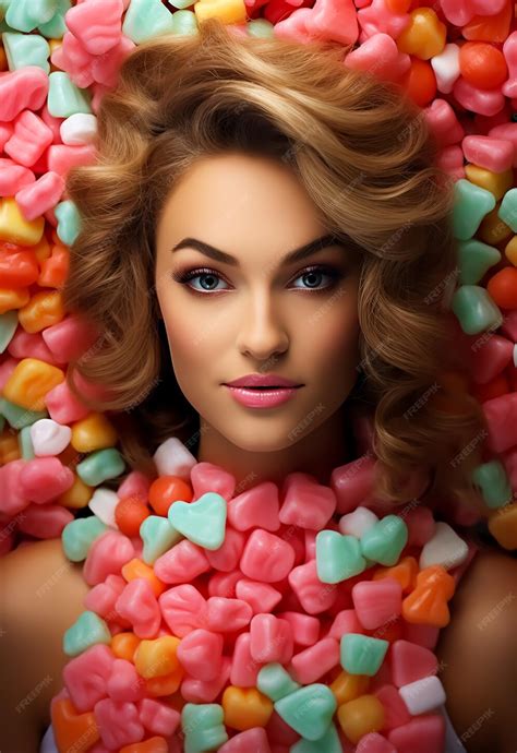 Premium Ai Image Candies Girl Hot Model Face Candy Face