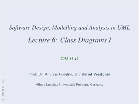 Ppt Lecture 6 Class Diagrams I 2015 11 12 Prof Dr Andreas