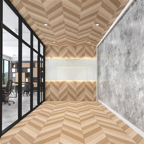 콘크리트 벽과 나무 패턴 벽 나무 바닥 3d 렌더링이 있는 현대적인 로프트 빈 방 프리미엄 사진