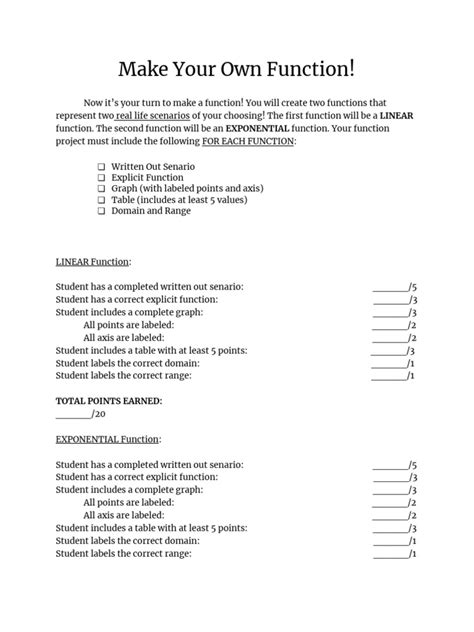 Functions Project Pdf Exponential Function Function Mathematics