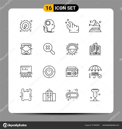 User Interface Outline Pack Modern Signs Symbols Contacts Speaker Brainstorming — Stock Vector