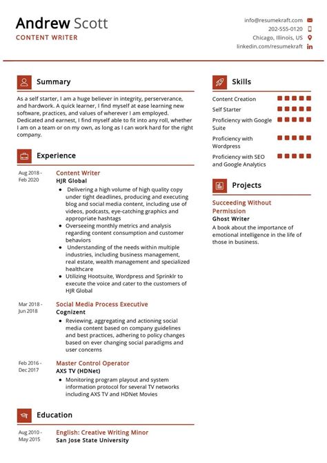 Content Writer Cv Example In 2025 Resumekraft