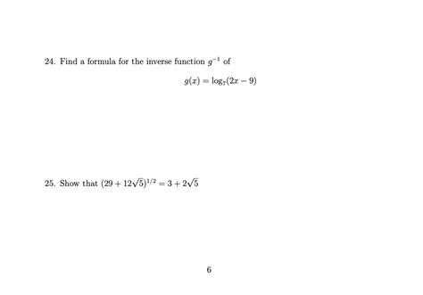 Solved Find A Formula For The Inverse Function G Of Chegg Com