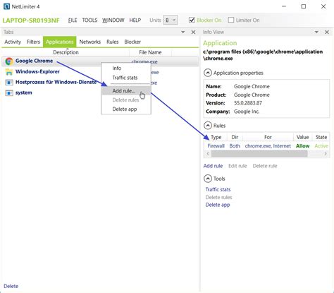 Netlimiter Netzwerk Network Traffic Controller Firewall Create