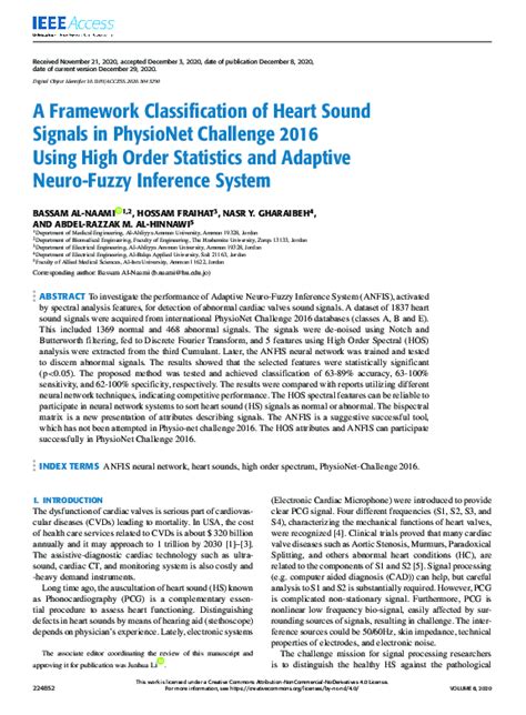 Pdf A Framework Classification Of Heart Sound Signals In Physionet Challenge 2016 Using High